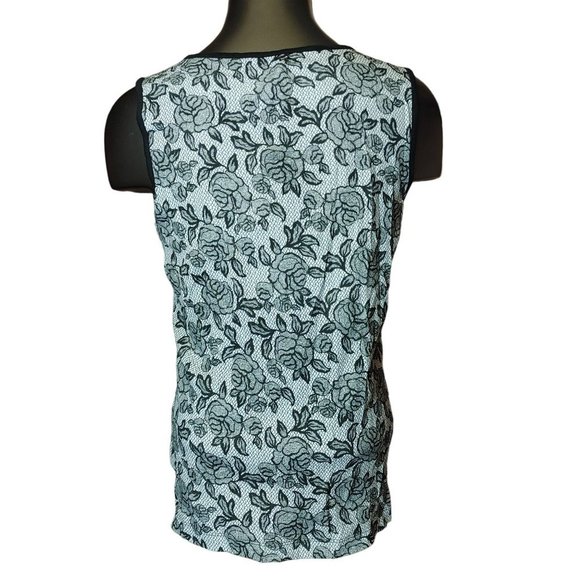 White Stag | Tops | White Stag Womens M White Black Cotton Floral Lace Tank Sleeveless Top ...